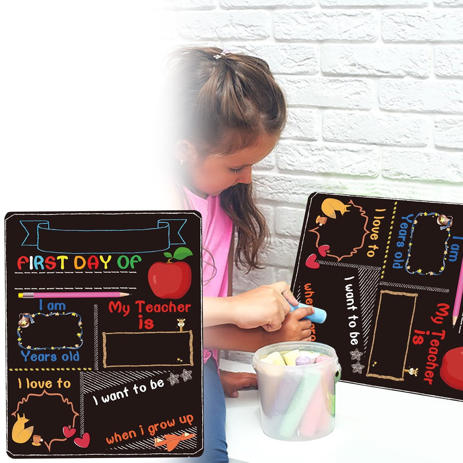 4/2/1pcs First and Last Day of School Chalkboard Sign Reusable, Back to ...