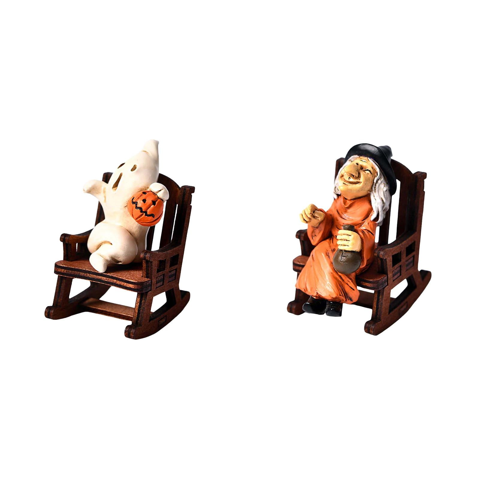4/2/1pcs Miniature Halloween Figurines Tiny Witch Sitting on Rocking ...