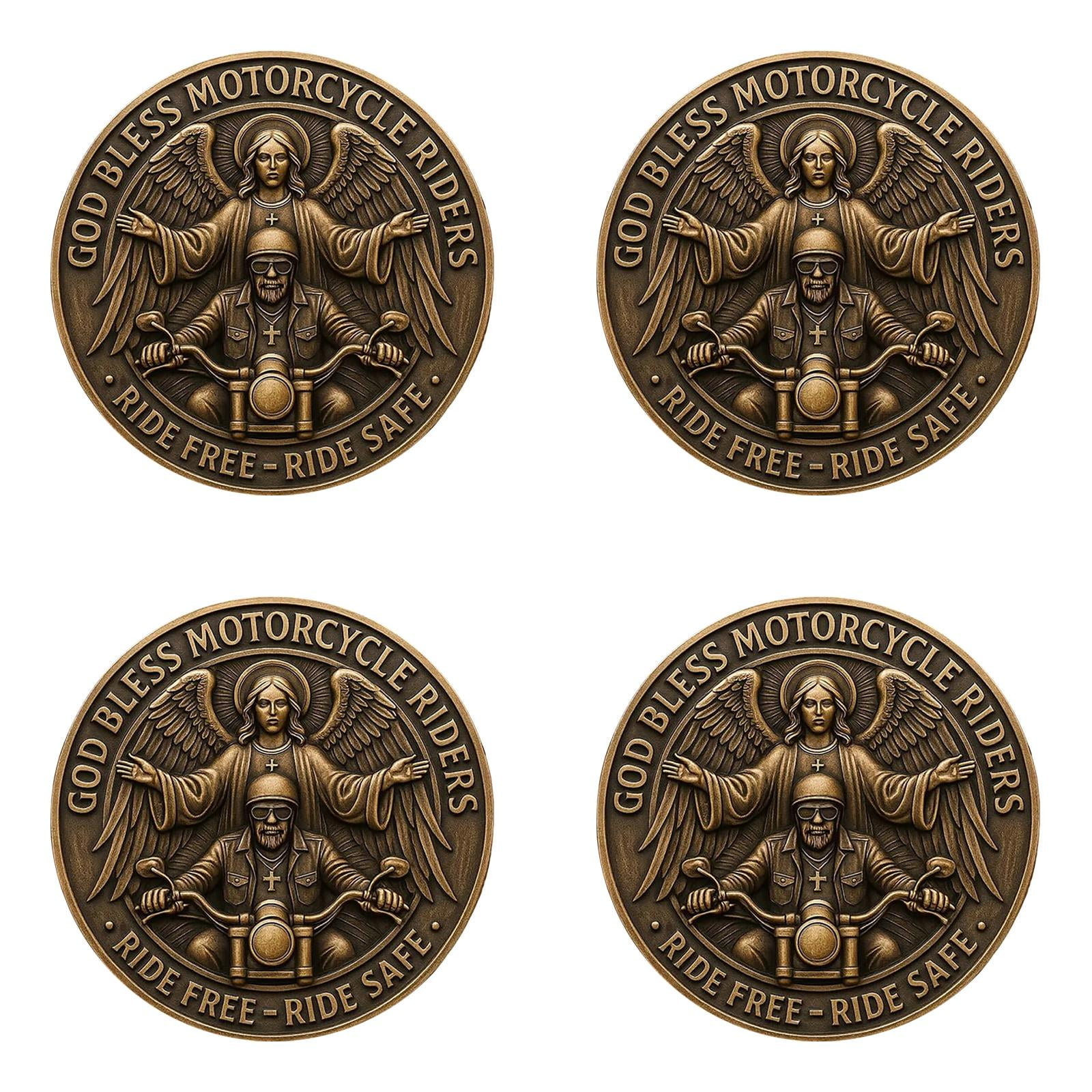 4/2/1pcs Motorcycle Blessing Coin, Double-Sided Funny God Blessing ...