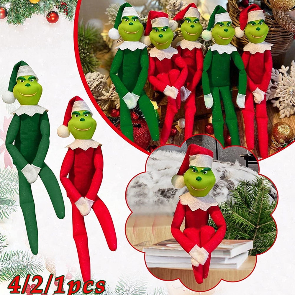 4/2/1pcs The Grinch Doll Christmas Decorations Green Monster Elf Doll ...