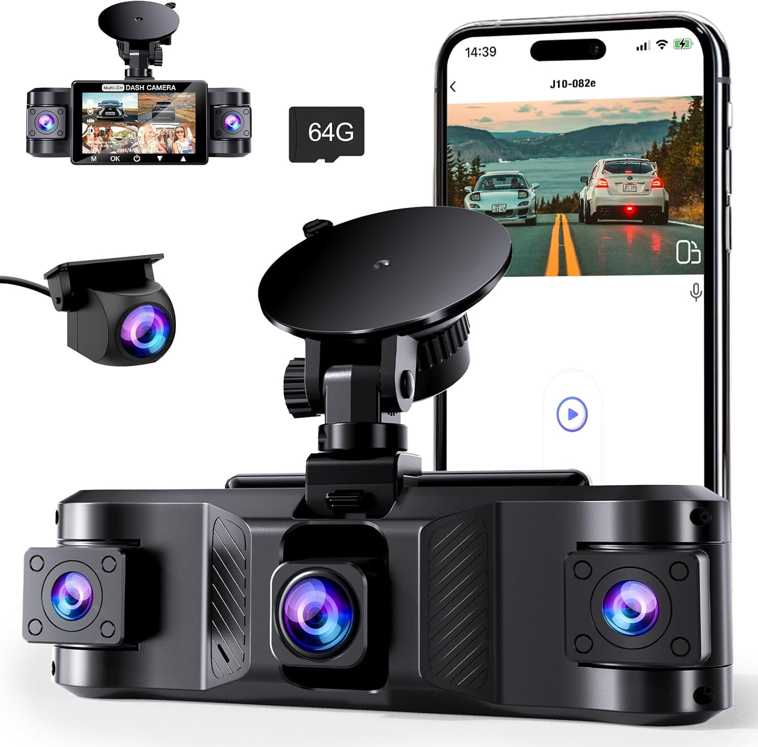 4 2.5K Dash Cam Front Rear Left Right, 170? Wide Angle Dash Camera with ...