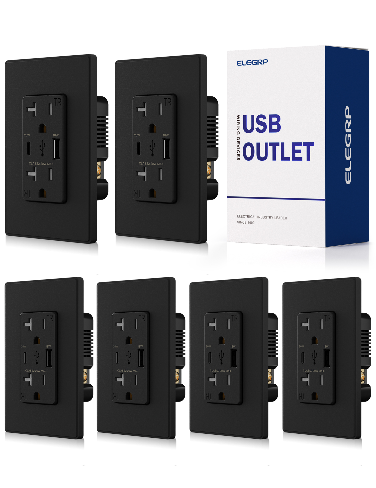 ELEGRP 20W Type A & Type C USB Wall Outlet for Power Delivery and Quick ...