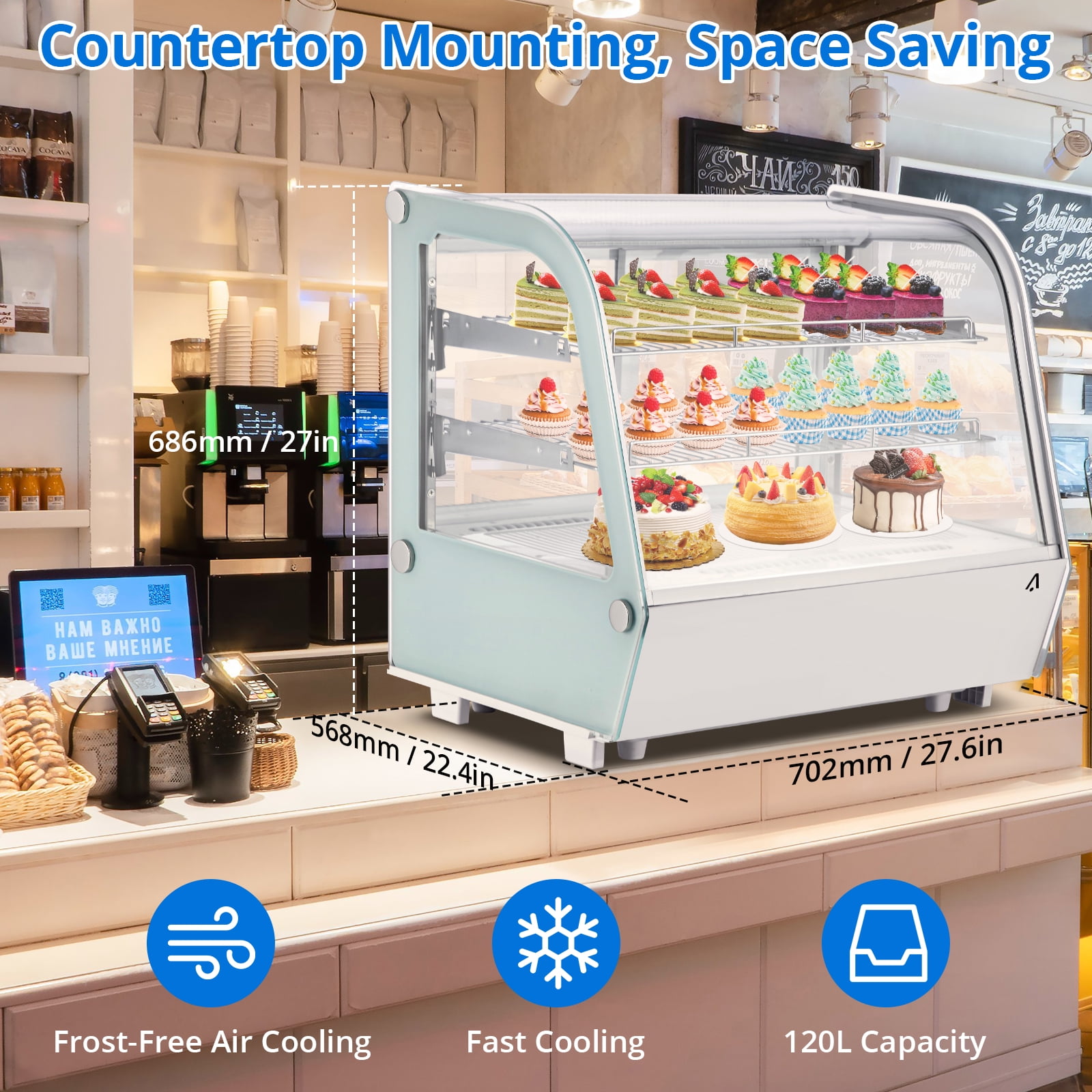 4.2 Cu.Ft Commercial Countertop Refrigerator - Display Case w/Led ...