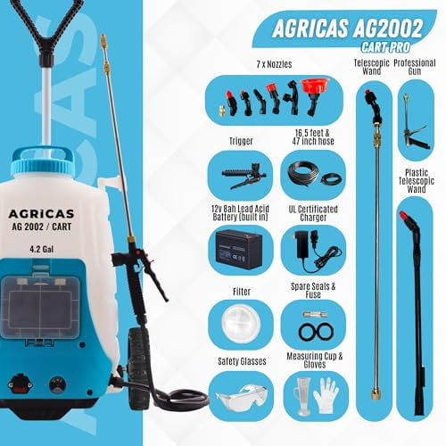 4.2 Gallon Battery Powered Sprayer With Cart - Professional Gun for ...