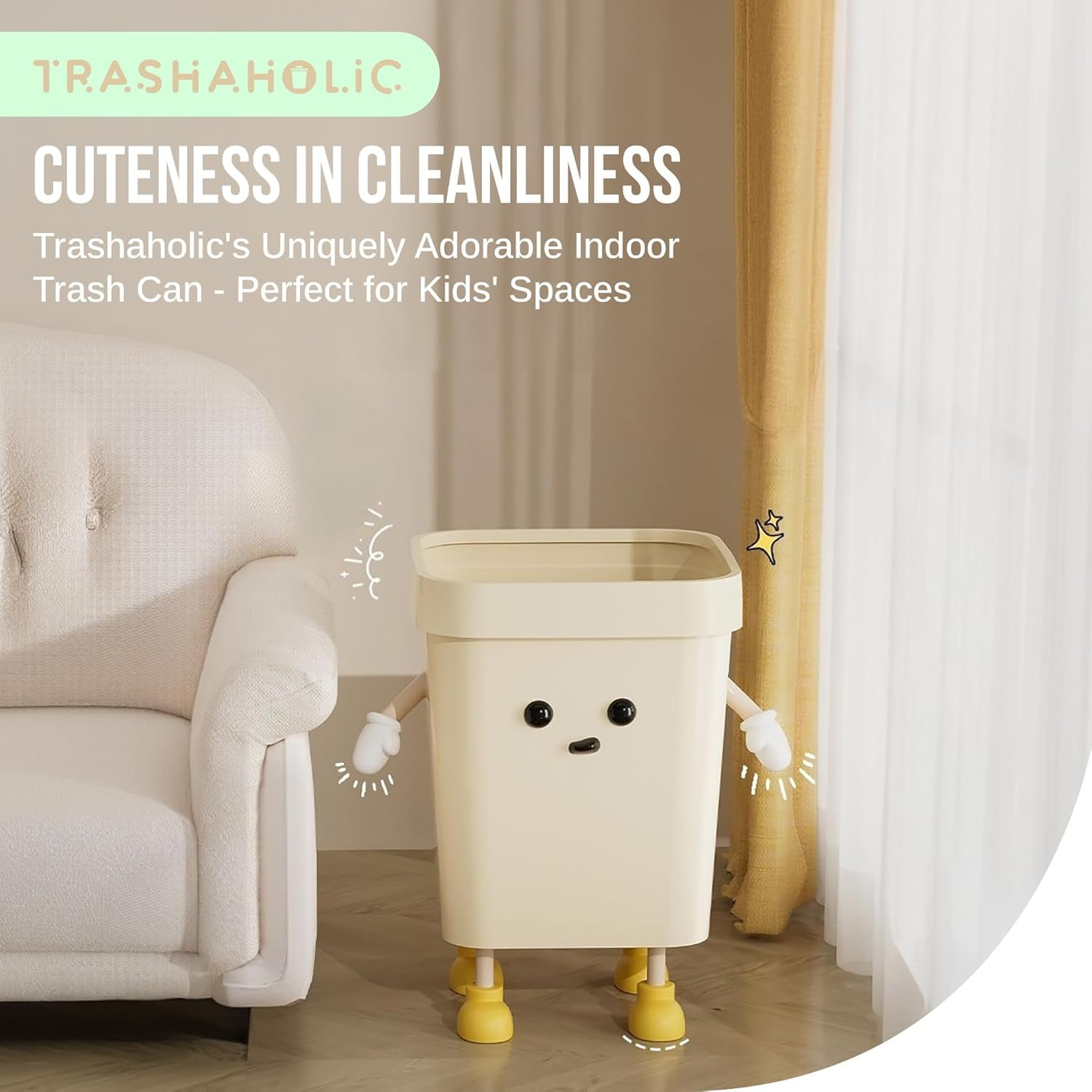 4.2-Gallon Cute Kids Trash Can - Waste Basket Perfect for Kids Rooms ...