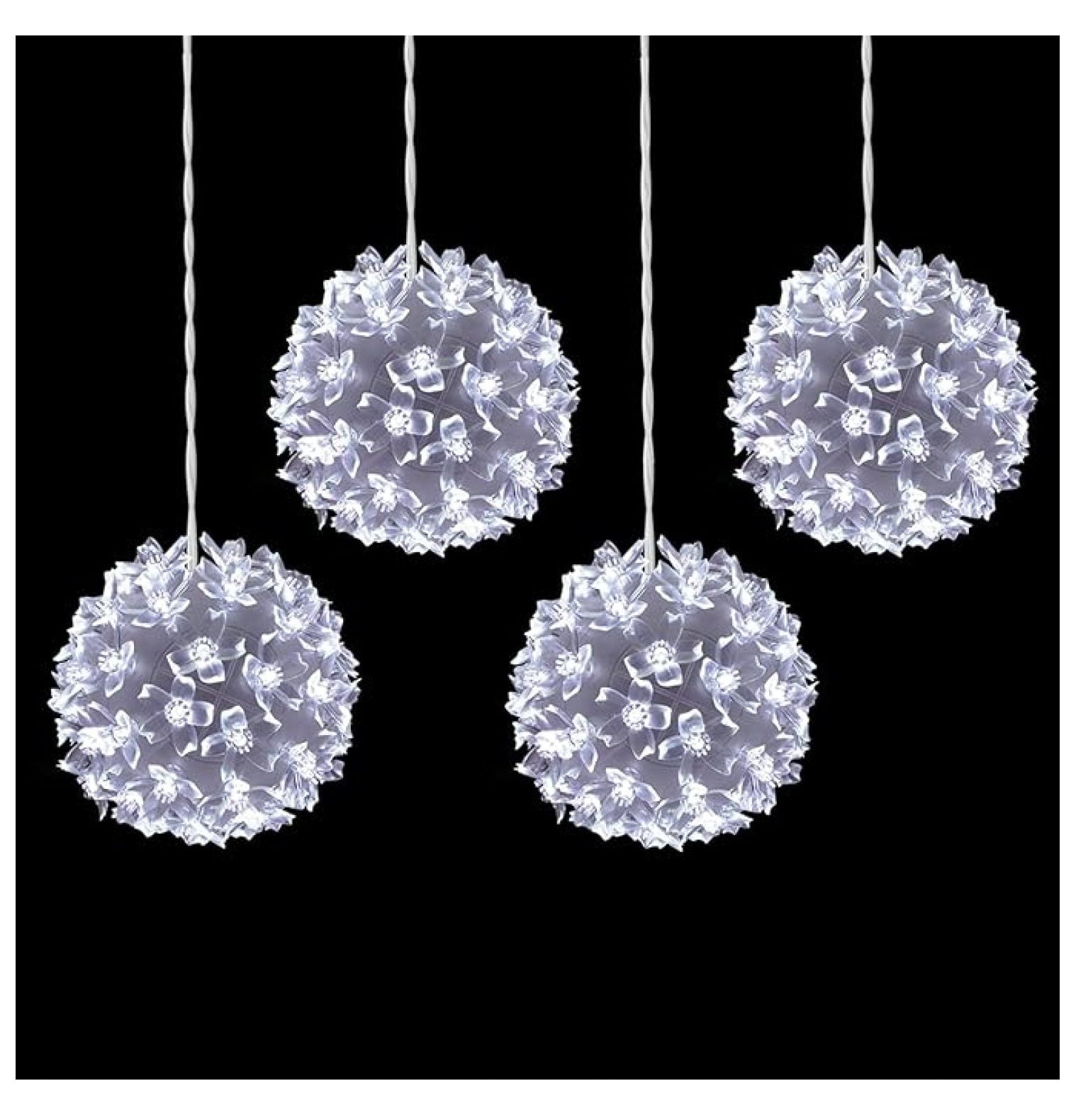4.2" LED Sphere String Light, 200 LED Holiday Ornament - White, 11 ...