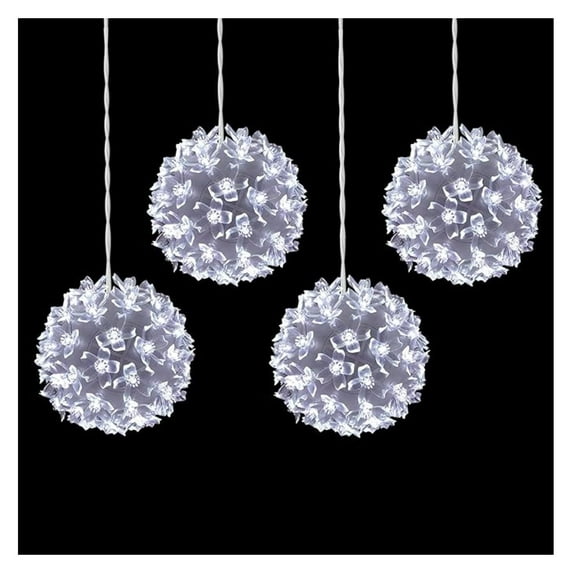 4.2" LED Sphere String Light, 200 LED Holiday Ornament - White, 11 ...