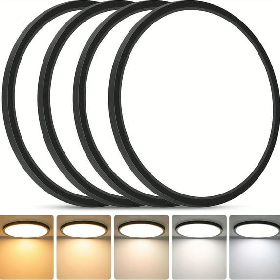 4/ 2 Pack LED Flush Mount Ceiling Light Fixture, 12 Inch 24W, Super ...