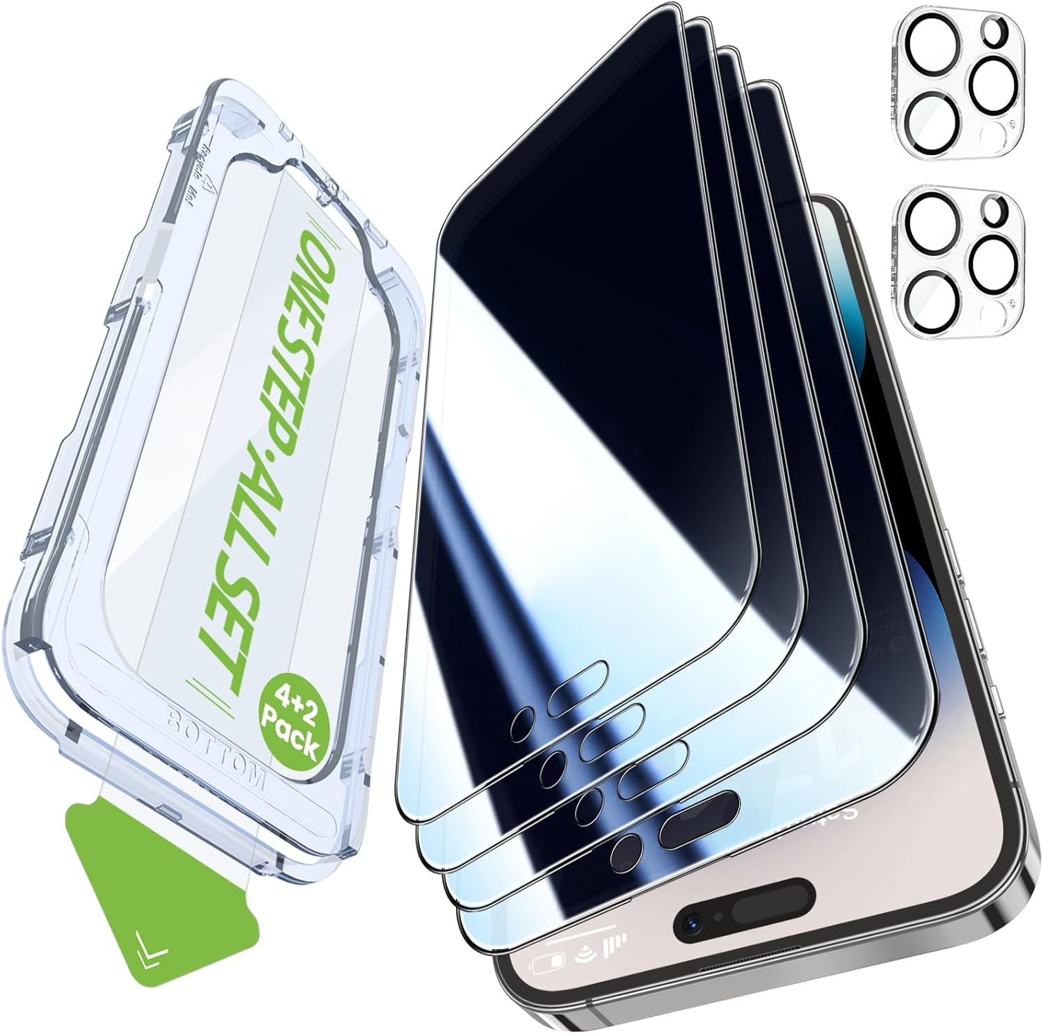 4+2 Pack for iPhone 14 Pro Privacy Screen Protector with Camera Lens ...