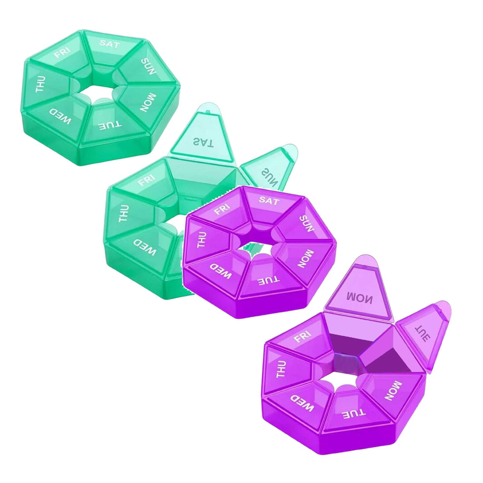 4/2 Pieces Of Small Weekly Organizer, Round Dispenser for Travel, Mini ...