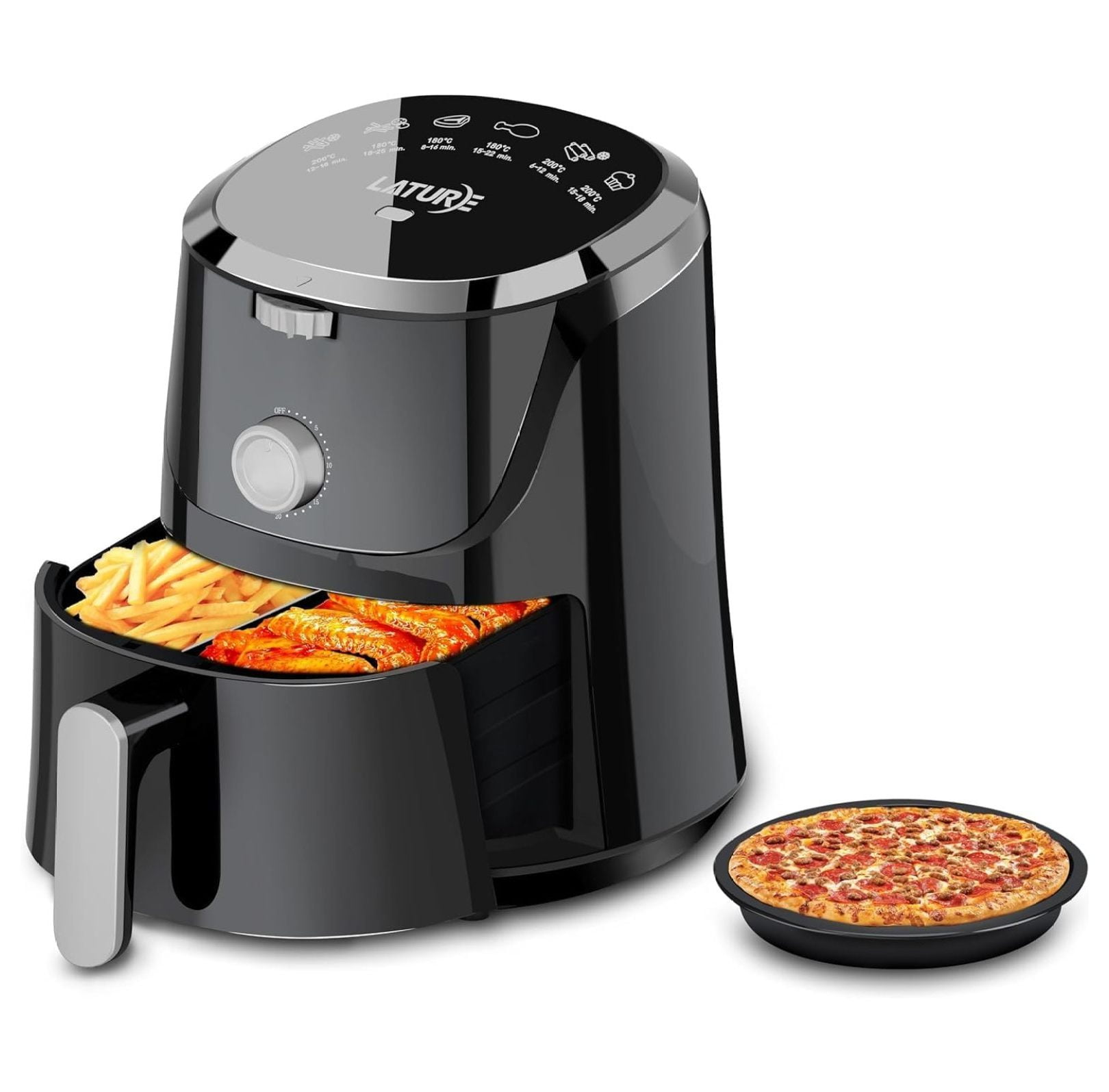 4.2 QT Air Fryer Oven Cooker with Two Frying Baskets, Pizza Pan ...