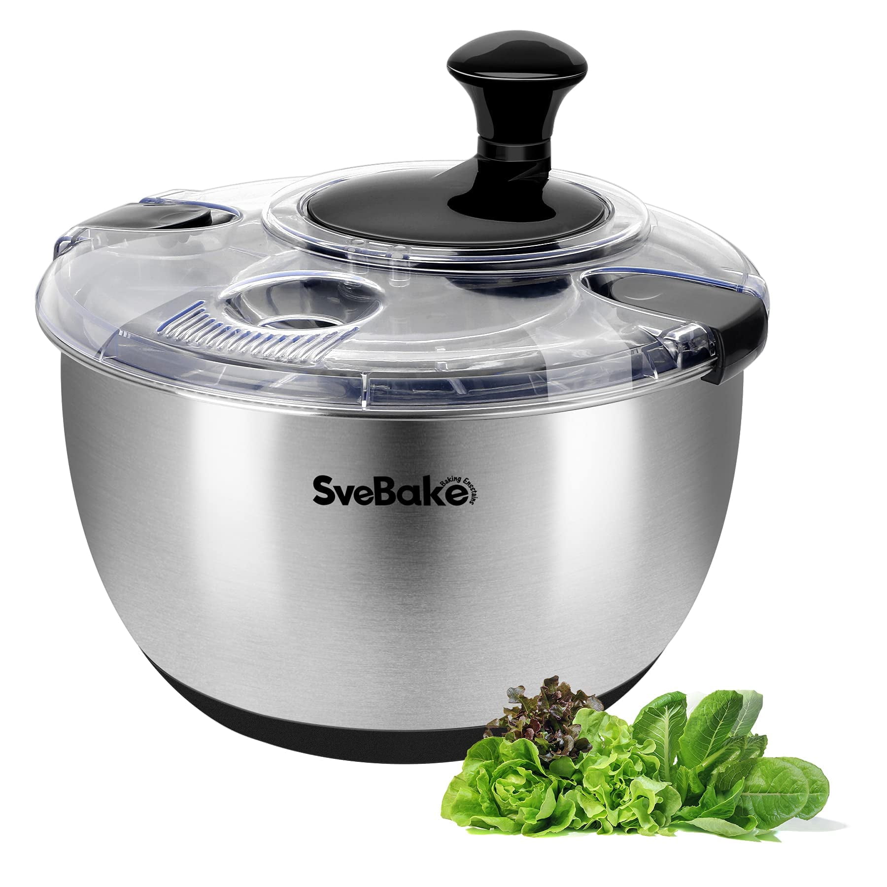 4.2 Qt Stainless Steel Salad Spinner, BPA-Free Lettuce Dryer Vegetable ...