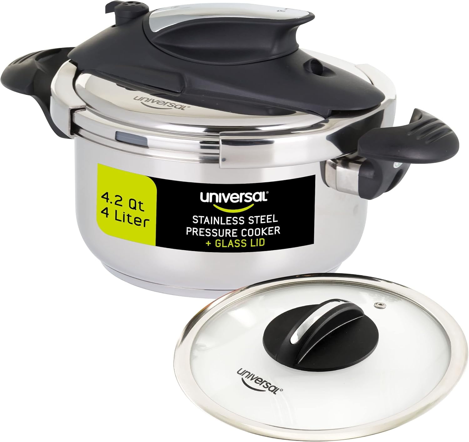 4.2 Quart / 4 Liter Stainless Steel Easy Use Pressure Cooker + Extra ...