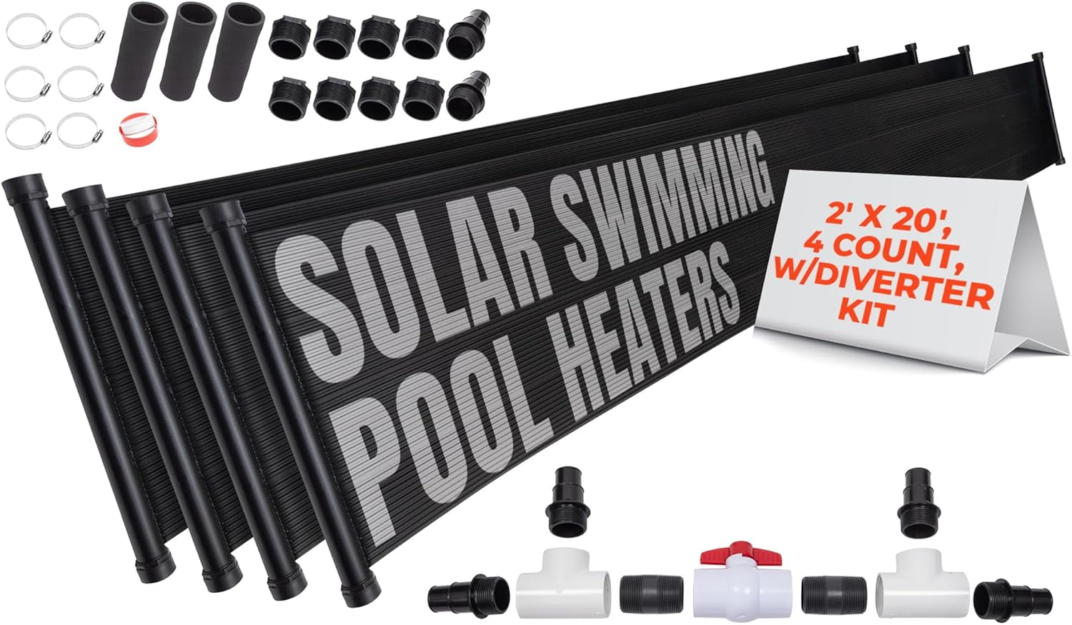 4-2'X20' SunQuest Solar Swimming Pool Heater System with Diverter Kit ...