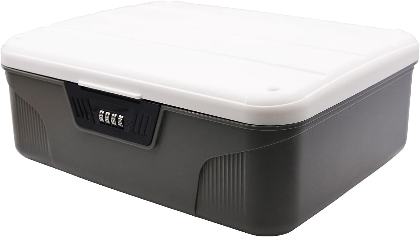 4.2 gallon lockable storage container box, portable lockbox with ...
