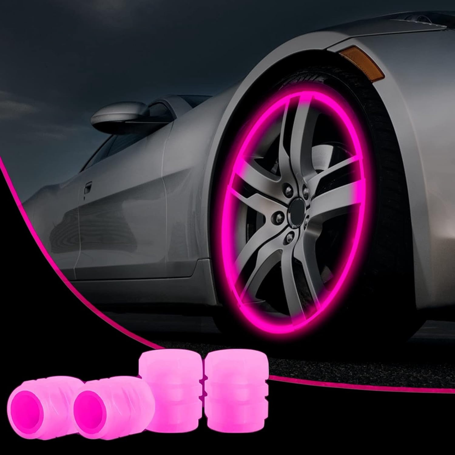 4/20/50 Pcs Glow in The Dark Car Tire Valve Cap Set, Delighteal Glow in ...