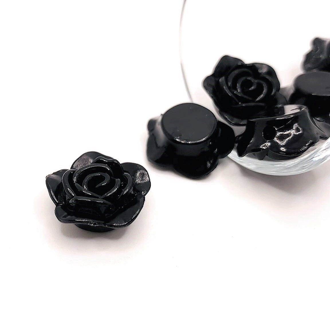 4, 20 or 50 Pieces: Black Chunky Rose Flower Beads - Walmart.com