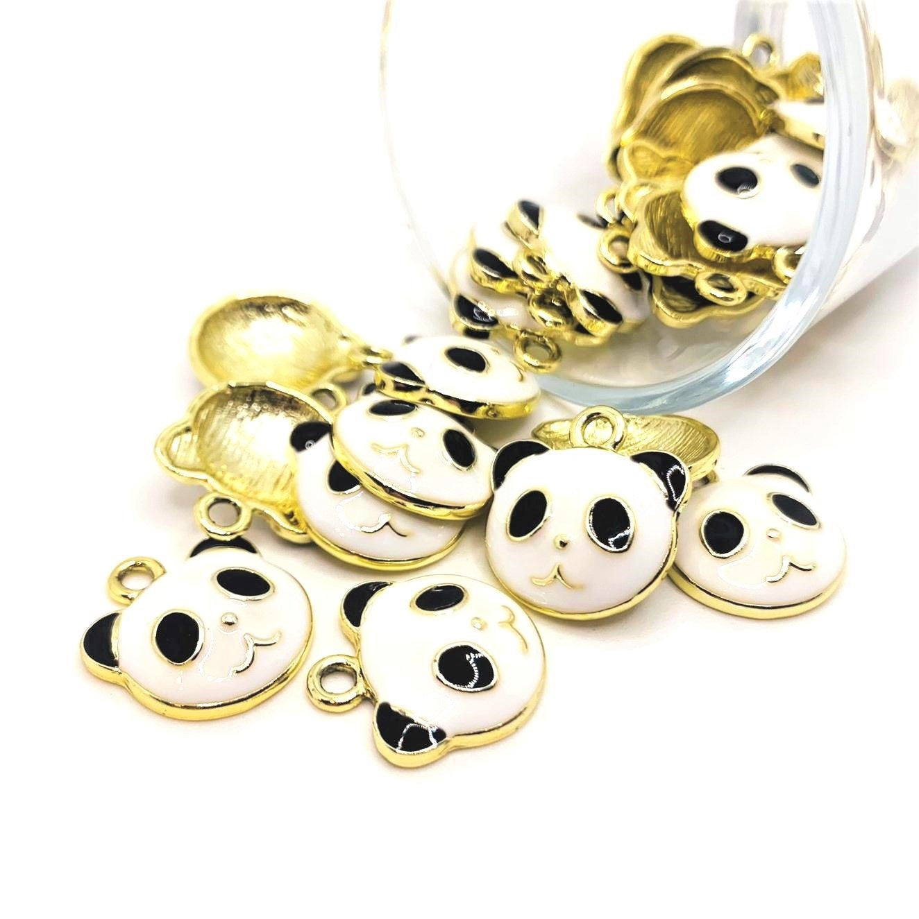 4, 20 or 50 Pieces: Black and White Panda Face Charms - Walmart.com
