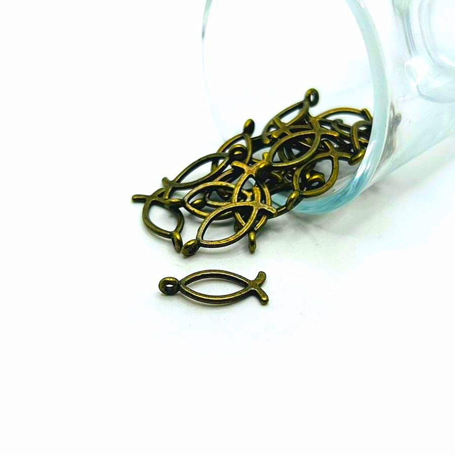 4, 20 or 50 Pieces: Bronze Ichthys Jesus Fish Charms - Walmart.com