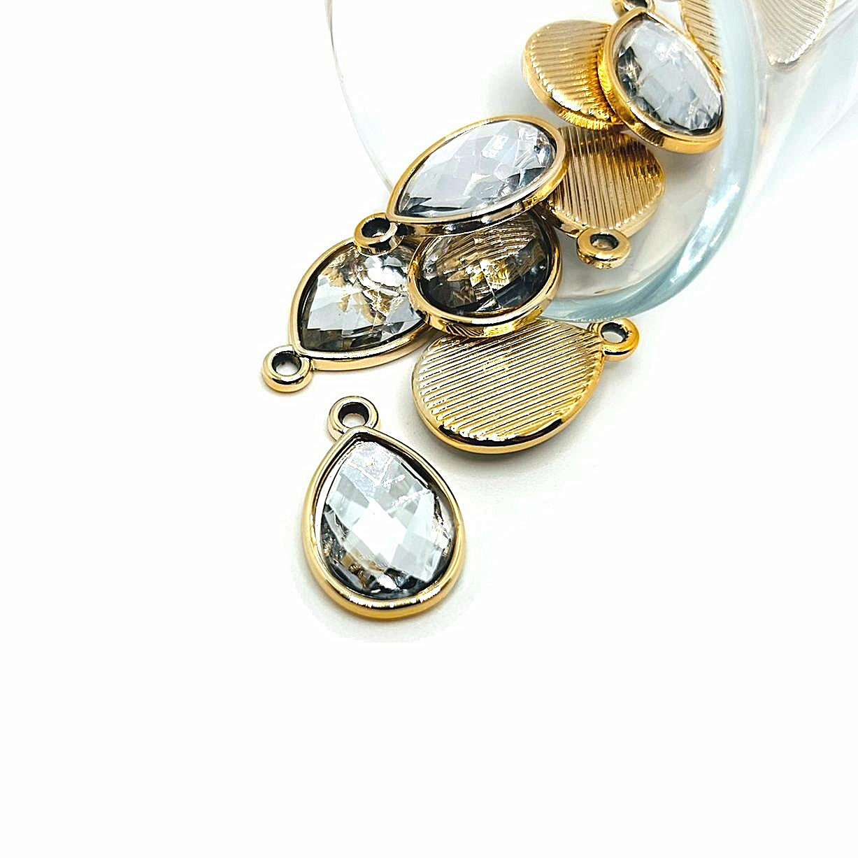 4, 20 or 50 Pieces: Diamond and Gold Acrylic Teardrop Charms - Walmart.com