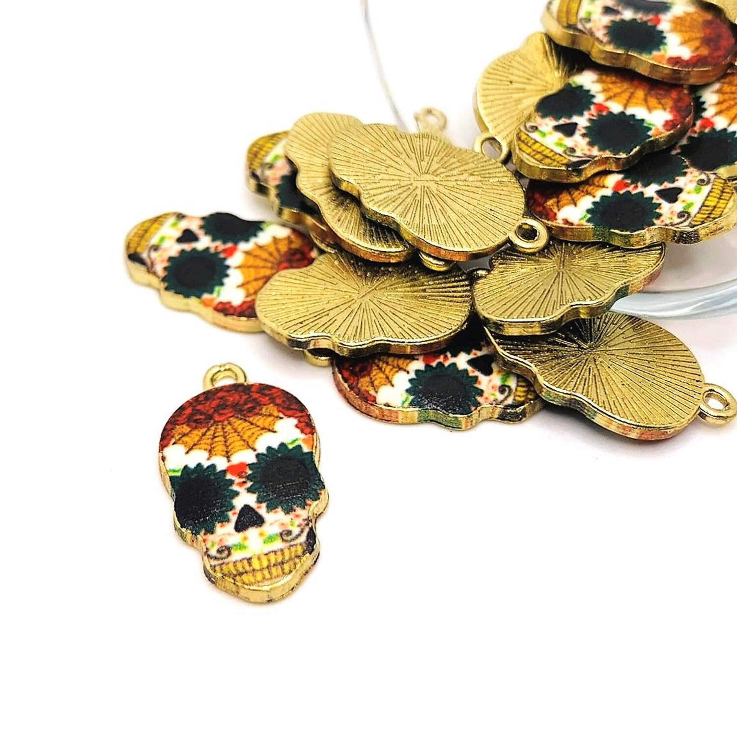 4, 20 or 50 Pieces: Enamel Sugar Skull Day of the Dead Dia De Los ...