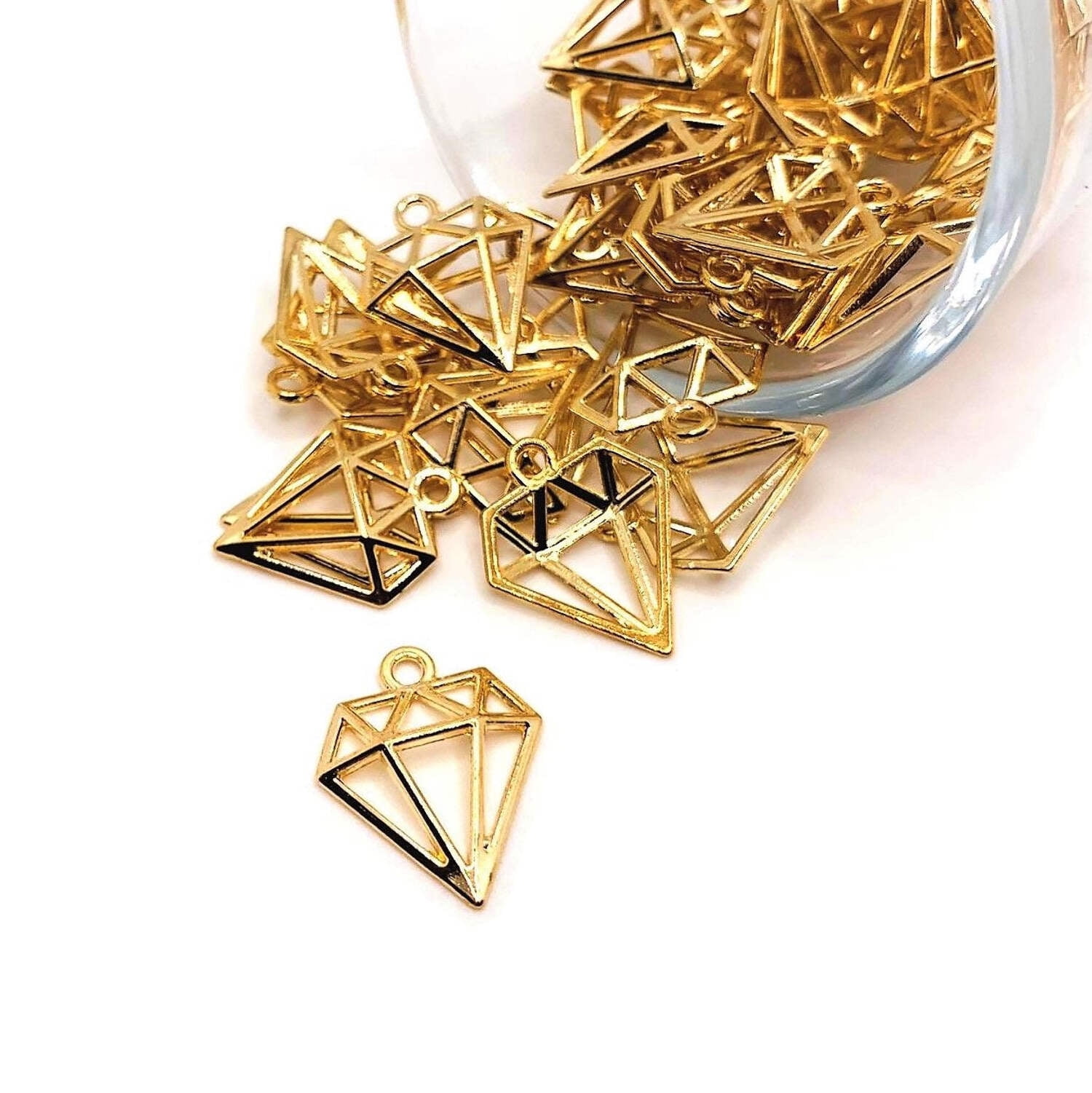 4, 20 or 50 Pieces: Gold Diamond Shape Charms - Walmart.com