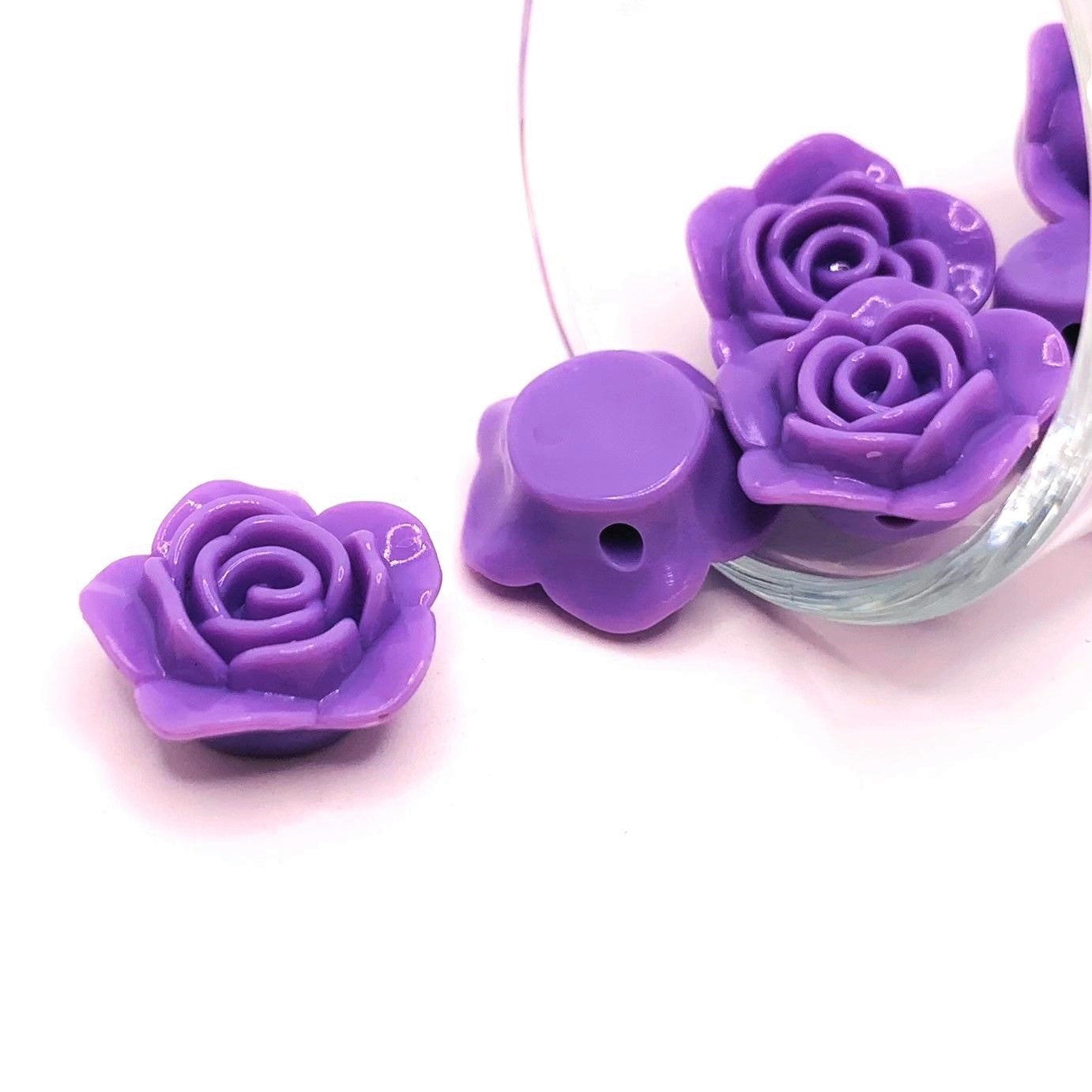 4, 20 or 50 Pieces: Purple Chunky Rose Flower Beads - Walmart.com