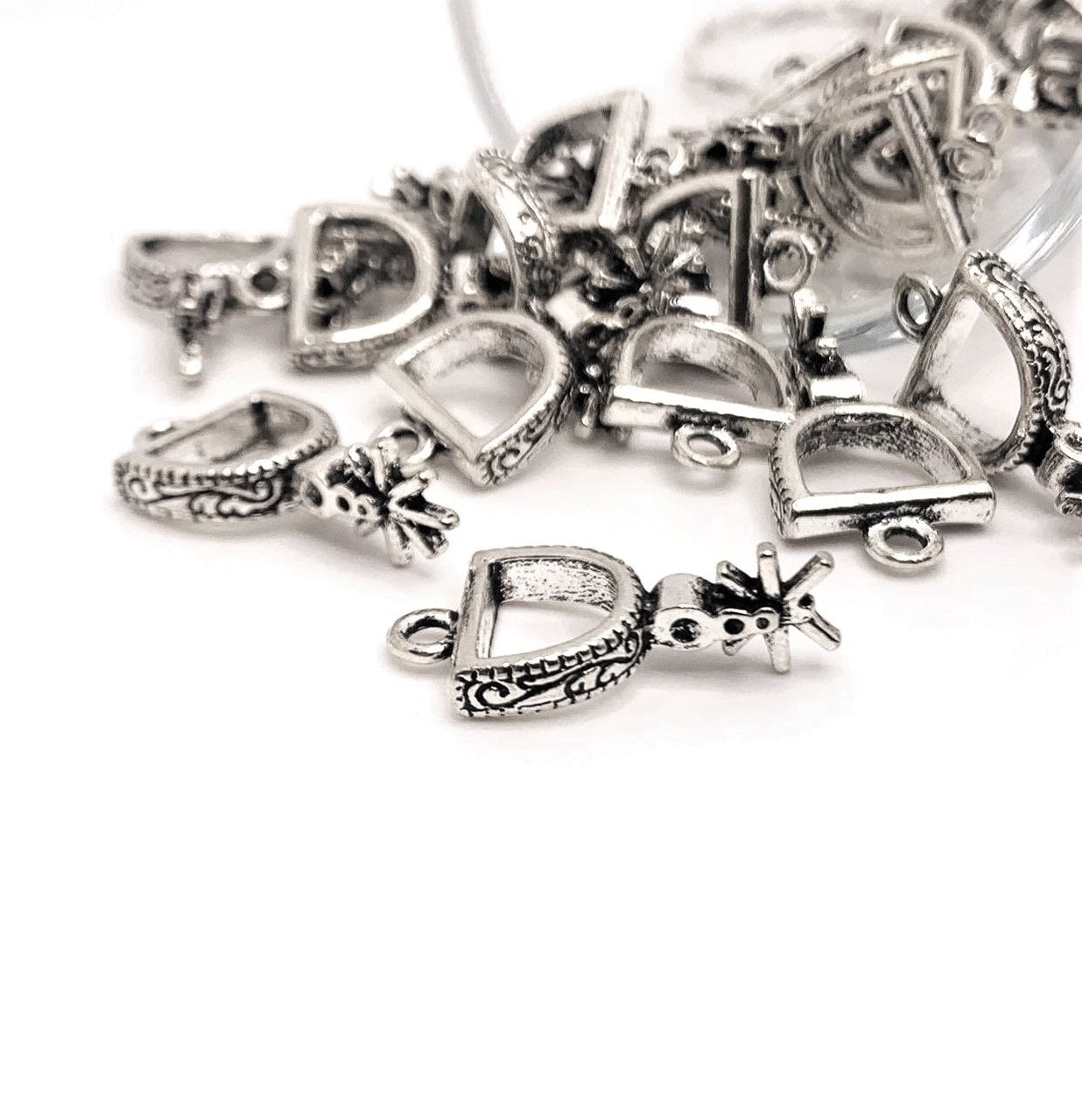 4, 20 or 50 Pieces: Silver Cowboy Spur 3D Charms - Walmart.com