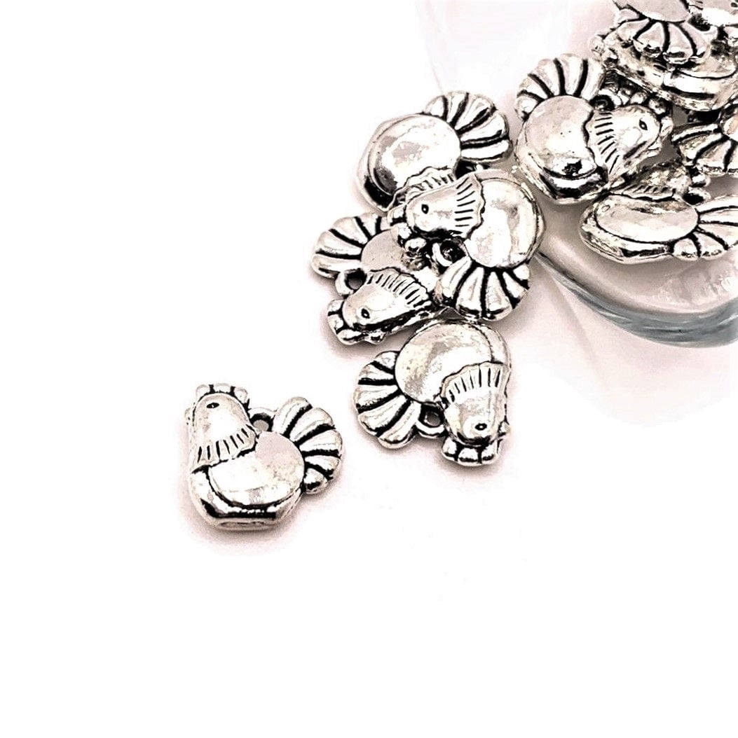 4, 20 or 50 Pieces: Silver Hen Chicken Charms - Double Sided - Walmart ...