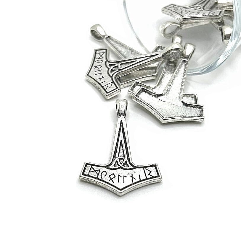 4, 20 or 50 Pieces: Silver Mjolnir Thor Hammer 3D Charms - Walmart.com