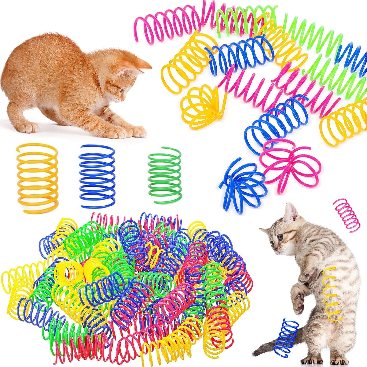 4/200Pcs Cat Spring Toy, Cat Spiral Toys Interactive for Indoor ...