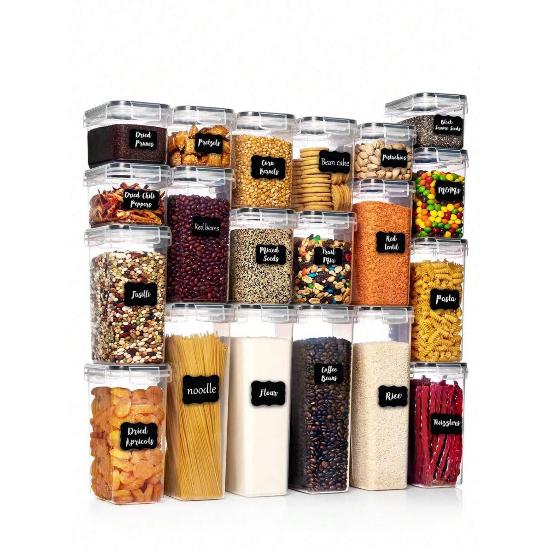 4-21PCS Labeled Airtight Storage Containers - Dishwasher-Safe Food Jars ...