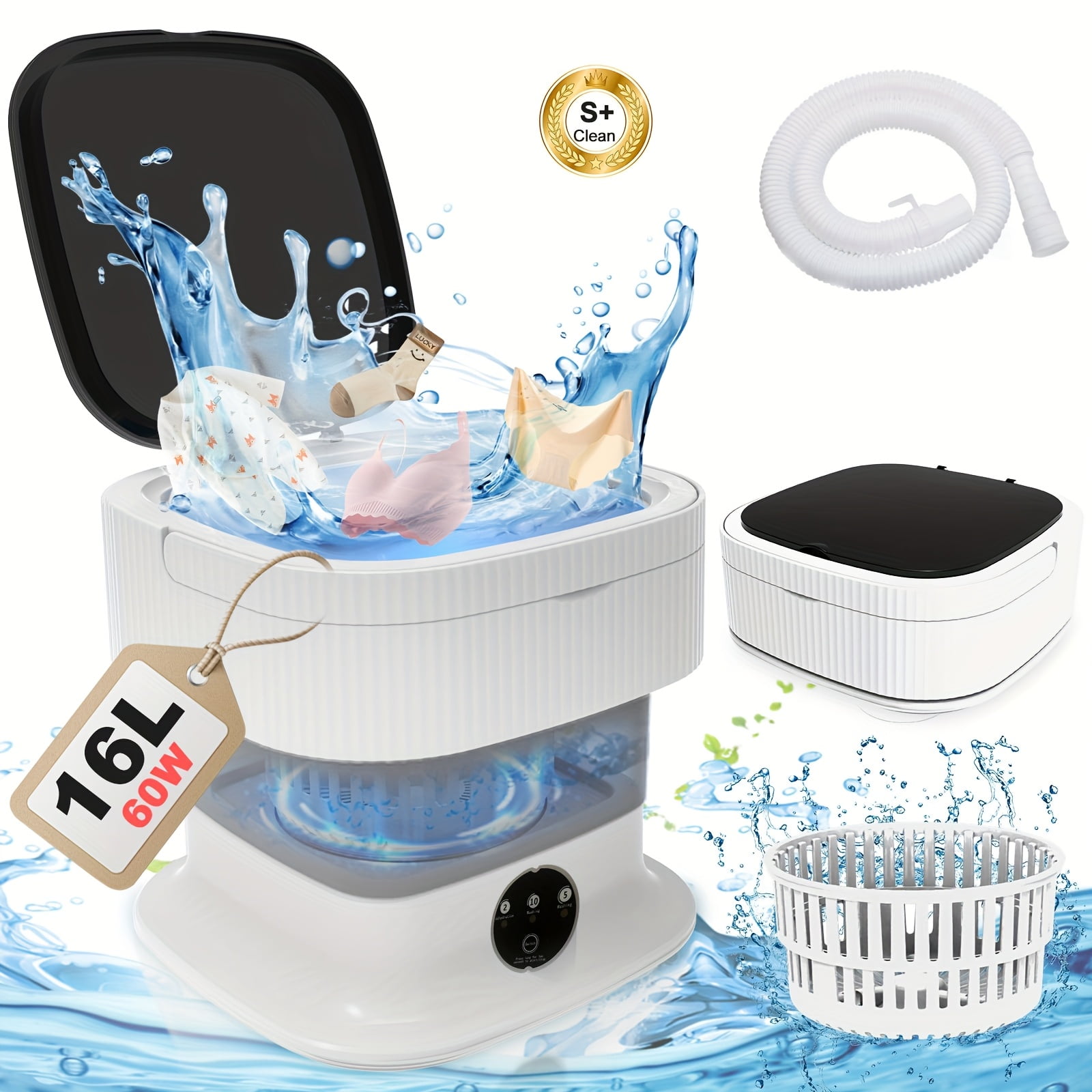 4.23Gal Foldable Portable Mini Washer - Spin Drying, Deep Cleaning ...
