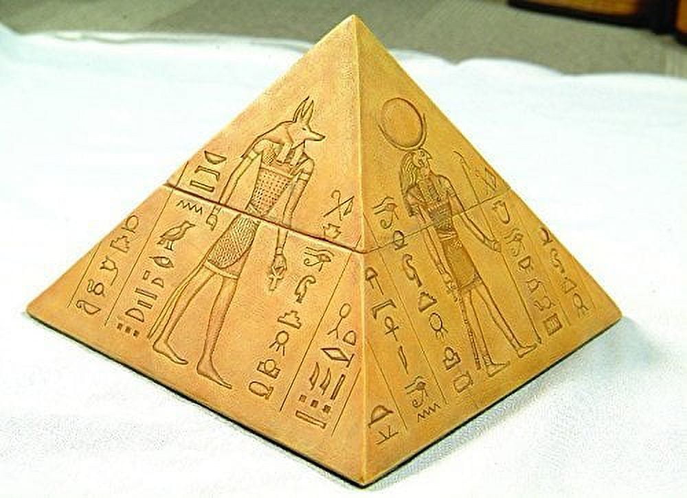 4.25 Inch Egyptian Gods Pyramid Shaped Jewelry/Trinket Box Figurine ...