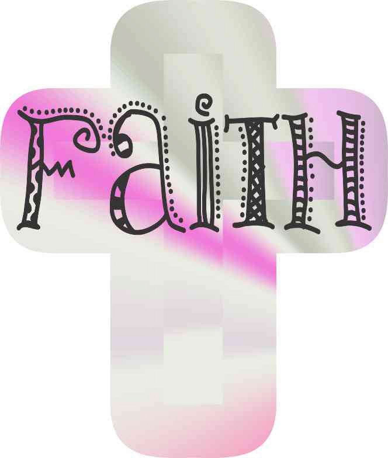 4.25 inx 5.25in Die Cut Pink Faith Cross Bumper Sticker Decal Car ...