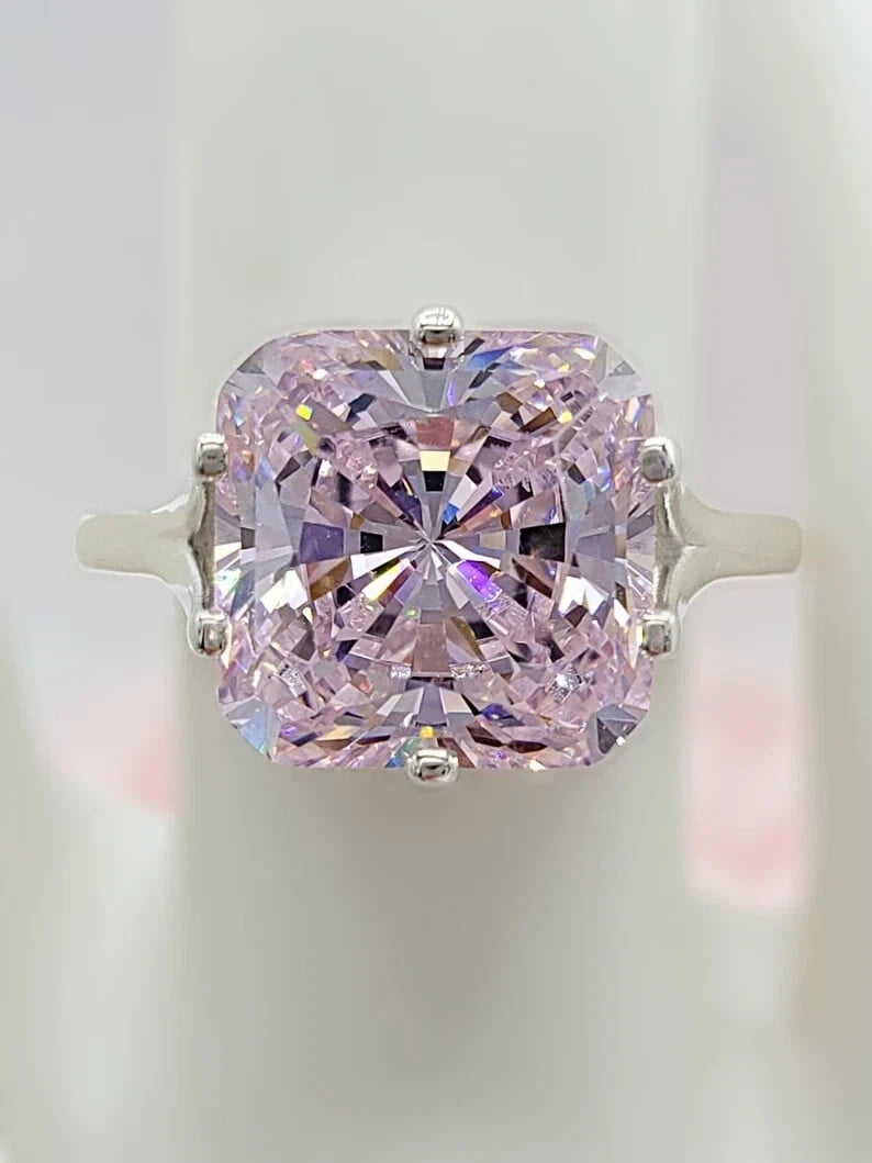 4.25Ct Lab Created Radiant Cut Pink Sapphire 14K White Gold FN ...