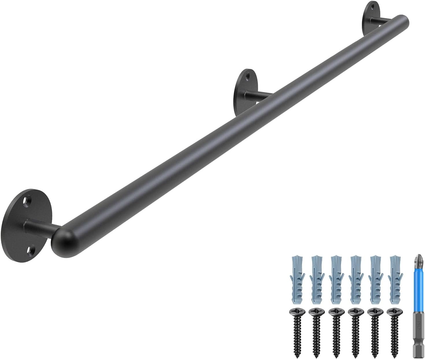 4.25ft Wall Mount Metal Handrail, Staircase Step Handrail, One Piece ...