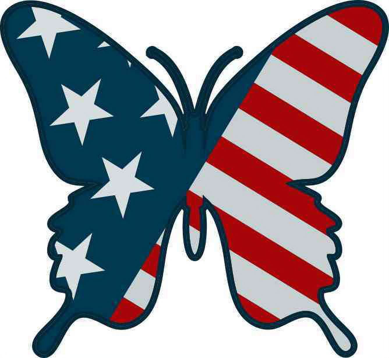 4.25in x 4in American Flag Butterfly Sticker Vinyl Patriotic Vehicle ...