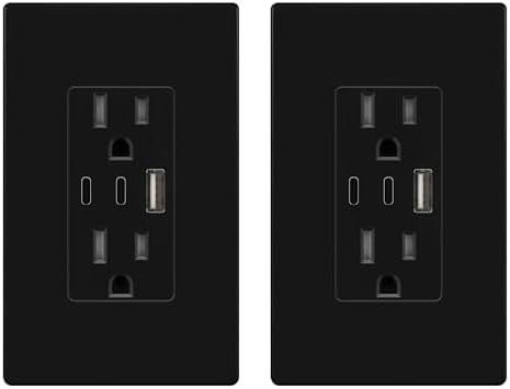 4.2A 3-Port Type C Outlet, 15 Amp Receptacle Plug, Power Outlet with ...