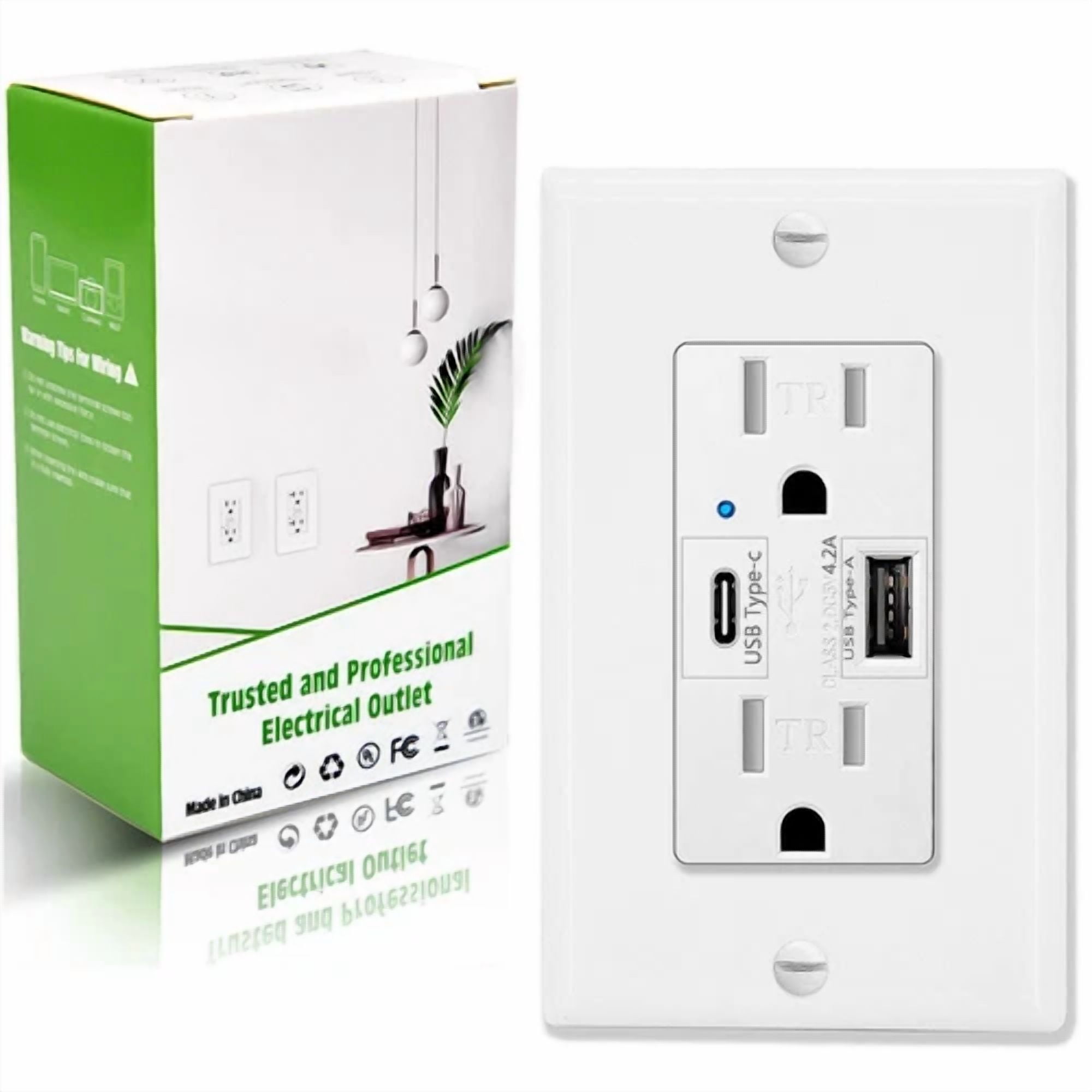 4.2A/5V Usb Type-C Charger 15A Wall Charger Socket Outlet Duplex ...