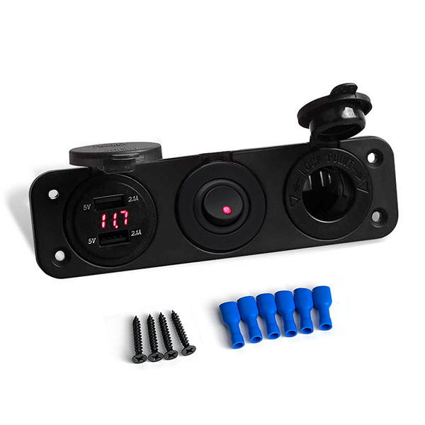 4.2A Dual USB Car Charger Socket Panel with 12V Cigarette Lighter ...