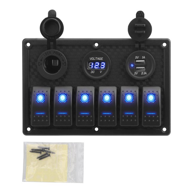 4.2A Dual USB Slot Socket 6 Gang Rocker Switch Panel Interior Parts ...