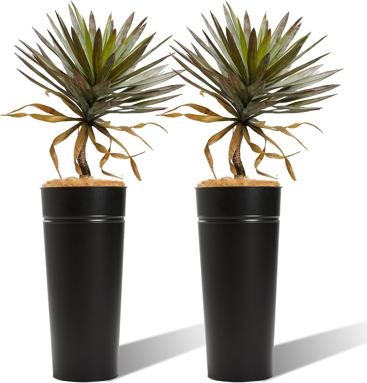 4.2FT Artificial Yucca Tree with Galvanized Steel Black Planter, 51 ...