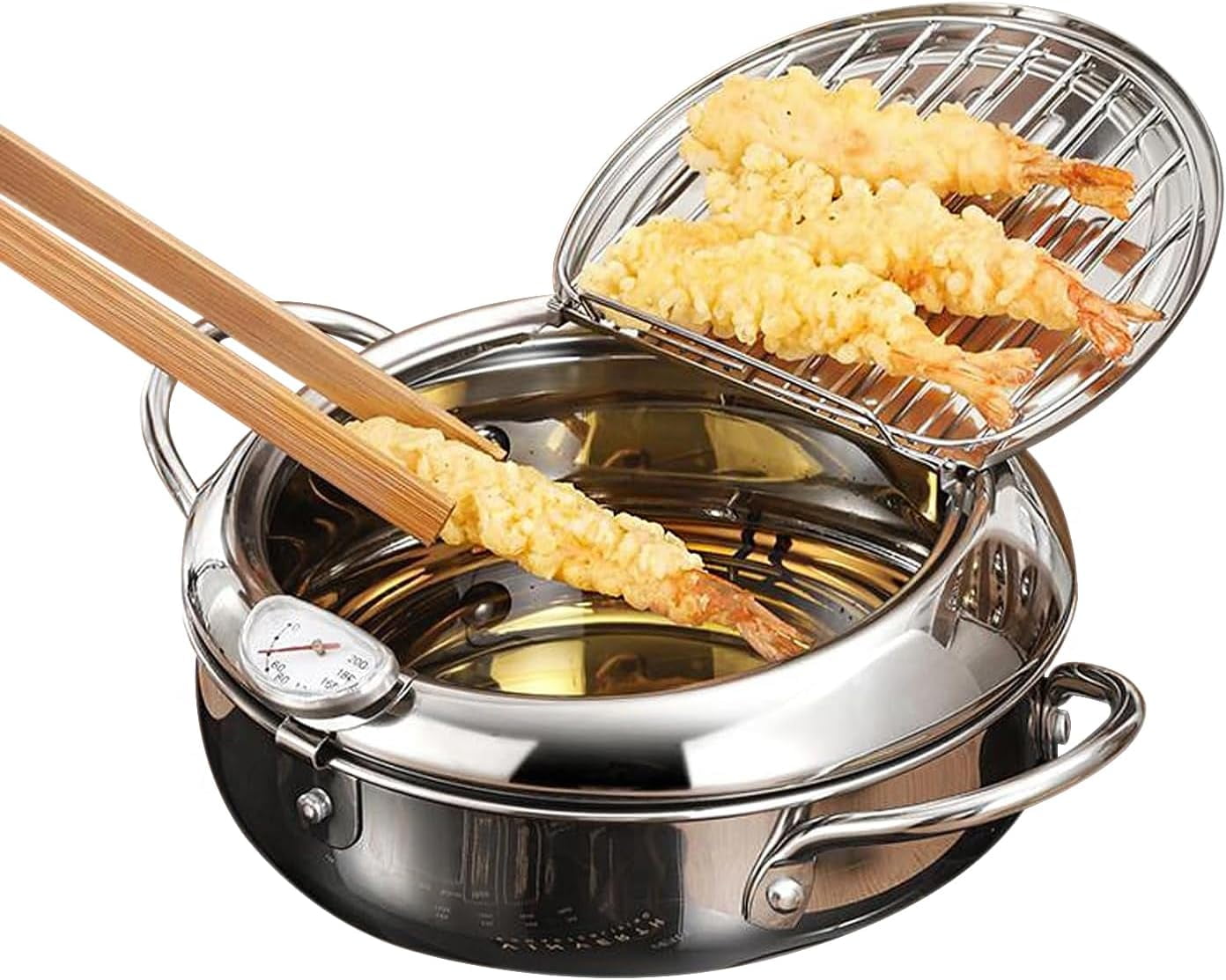 4.2L Japanese Tempura Deep Fryer Pot, 304 Stainless Steel Deep Fryer ...