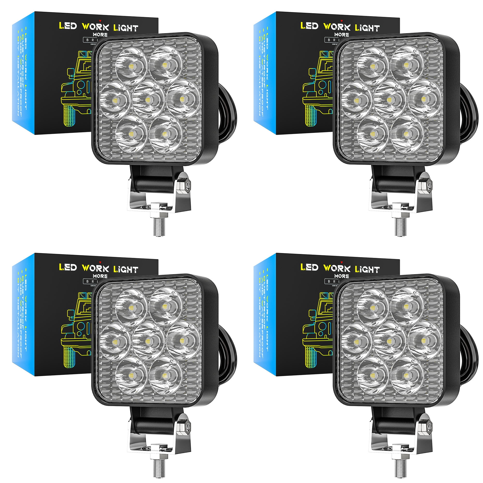 4 2PC 12~24V 7LED Mini Square LED Work Light Off Road Auxiliary ...