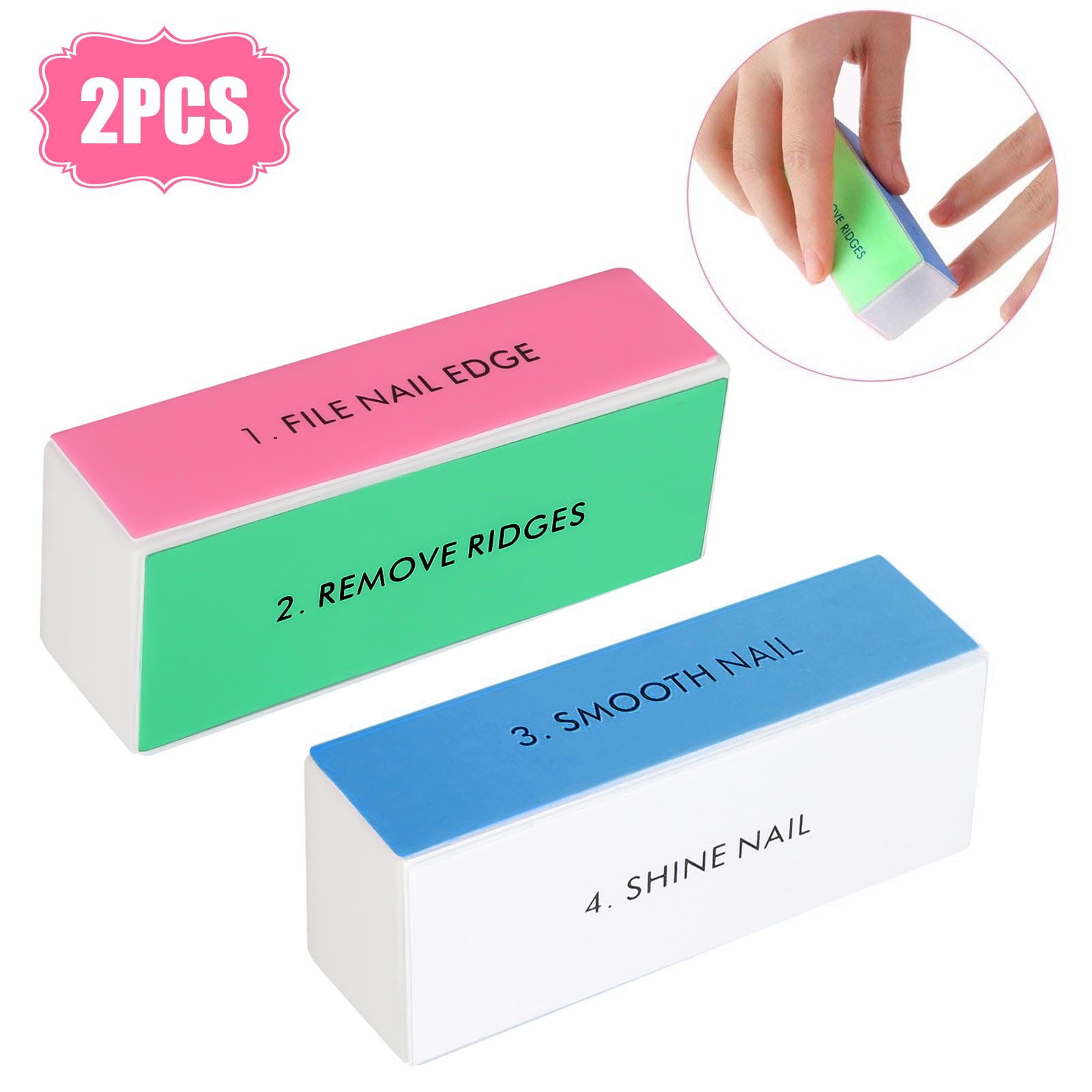 4/2pcs 4 Way Nail Buffer Block, Nail File with 4 Step Buffing, Nail Art ...