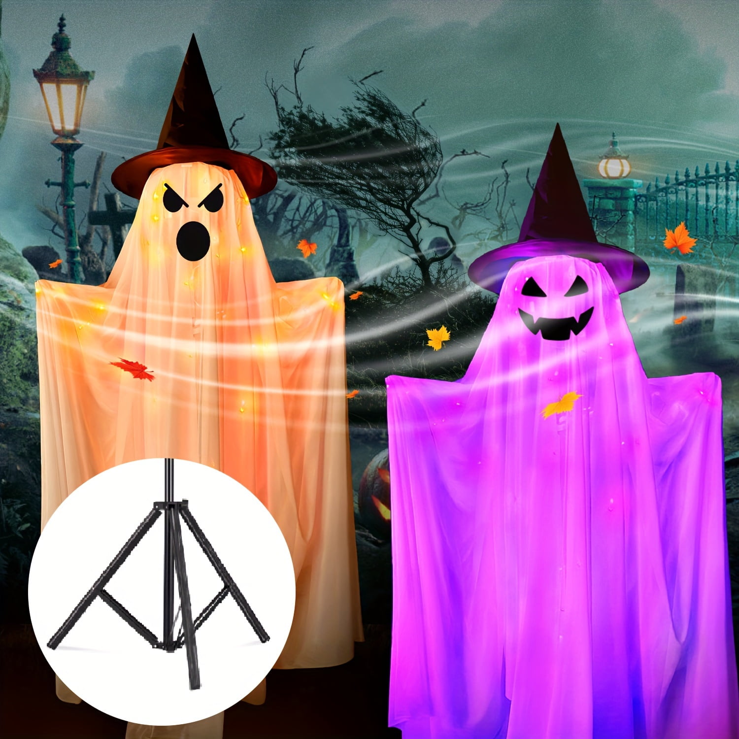 4/2pcs 62 Inch Halloween Ghosts With Freely Adjustable Height ...