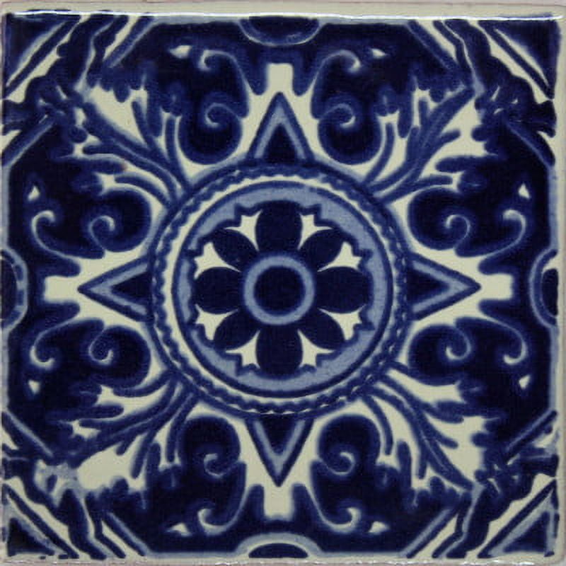 4.2x4.2 Blue Forest Talavera Mexican Tile, Set of 9 pcs - Walmart.com