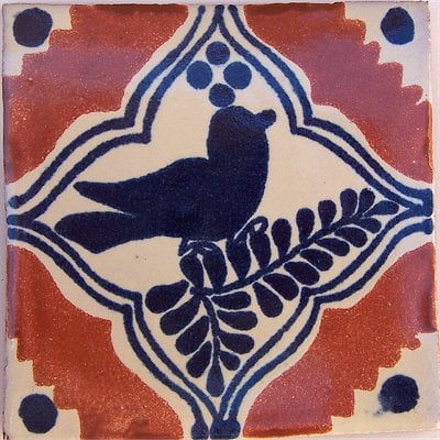 4.2x4.2 Colonial Bird Talavera Mexican Tile, Set of 9 pcs - Walmart.com