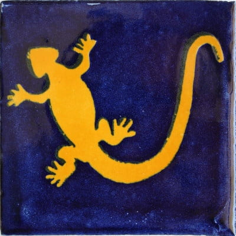 4.2x4.2 Lizard Talavera Mexican Tile, Set of 9 pcs - Walmart.com
